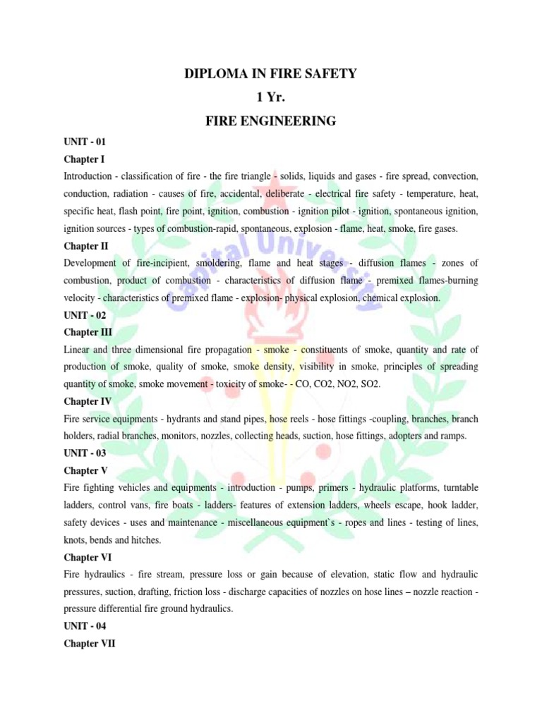 Diploma in Fire Safety | PDF | Fires | Pollution