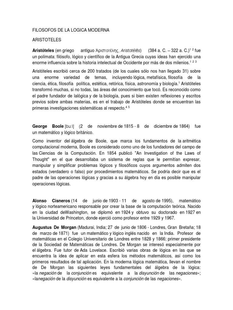 Filosofos de La Logica Moderna, Aristoteles, George Boole | Descargar ...