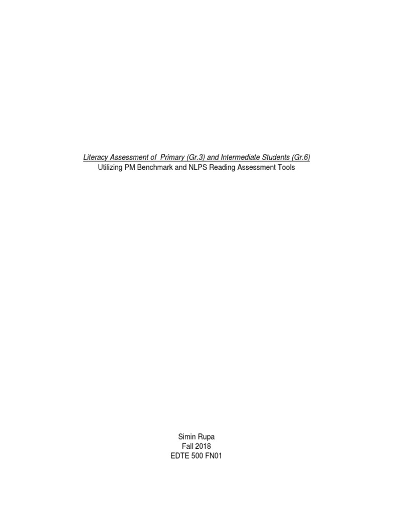 Literacy Assignment | PDF | Reading Comprehension | Fluency