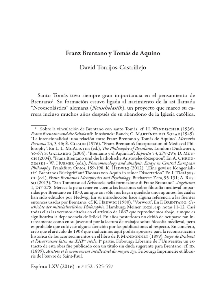 Brentano y Tomás de Aquino David Torrijos | PDF | Tomás de Aquino ...