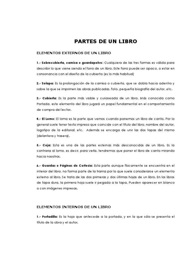 Partes de Un Libro | PDF | Libros | Bibliografía