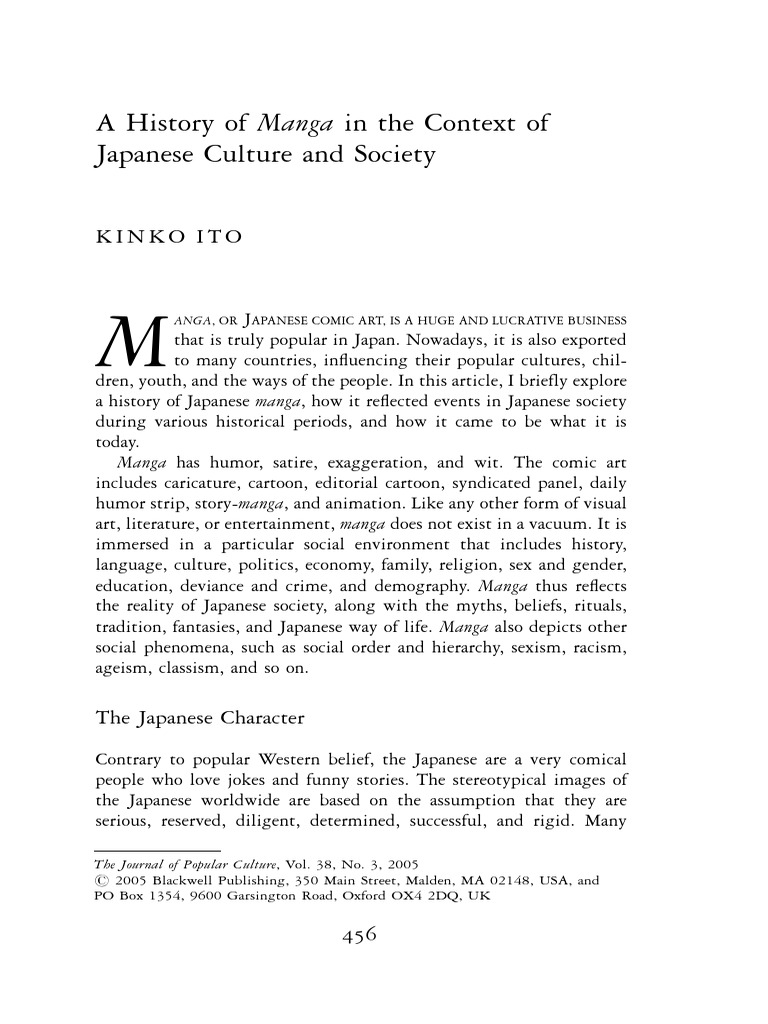 A History of Manga in The Context Ofjapanese Culture and Society PDF ...