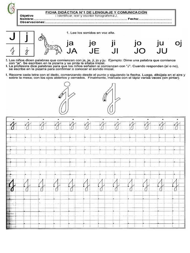 Guías J y G 1° Básico Lectoescritura | PDF | Escritura | Lingüística