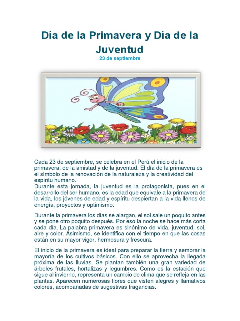 Día de La Primavera y Día de La Juventud | PDF