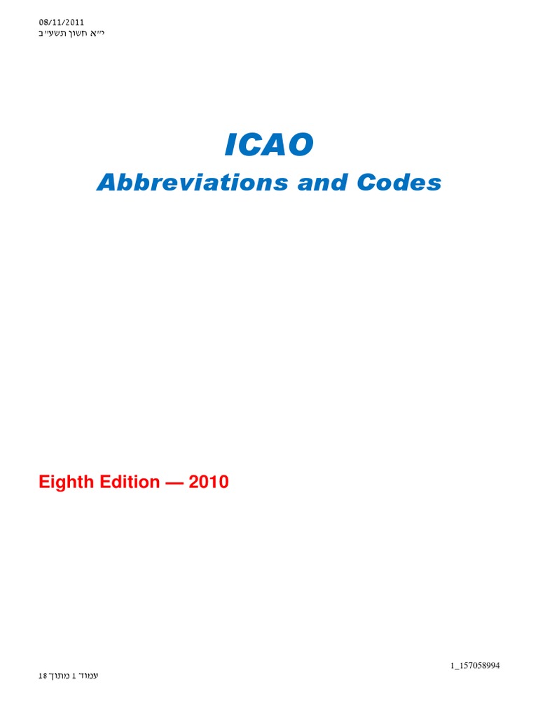 Abbreviations and Codes: Eighth Edition - 2010 | PDF | Air Traffic ...