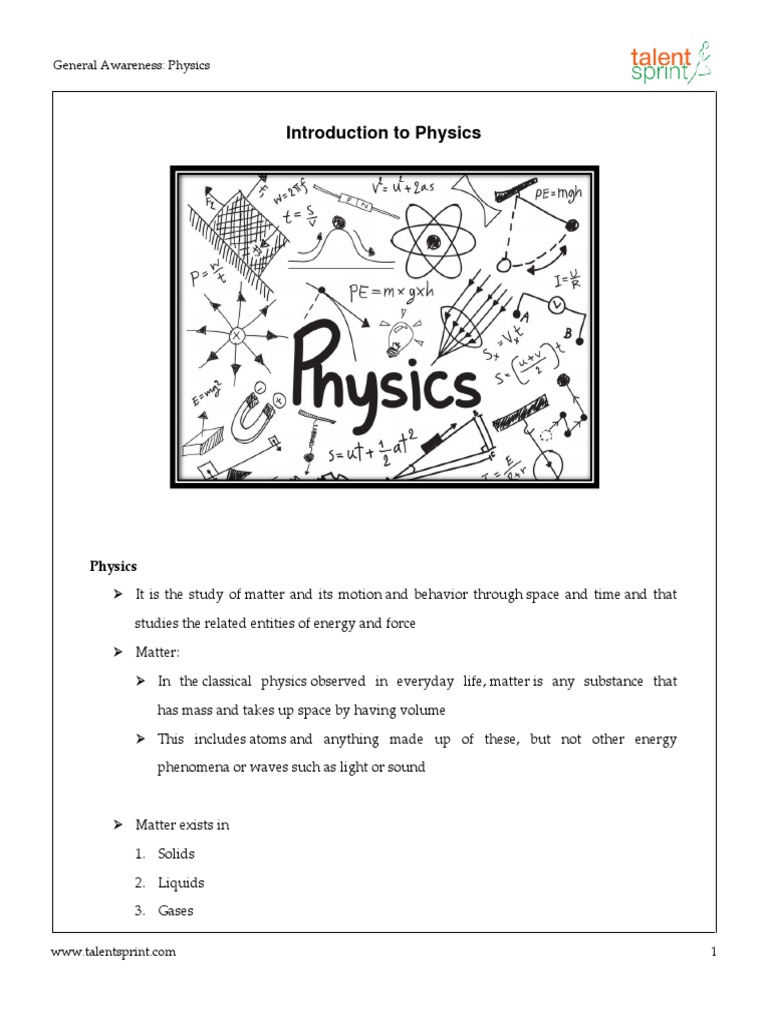 Introduction To Physics | PDF | Liquids | Plasma (Physics)