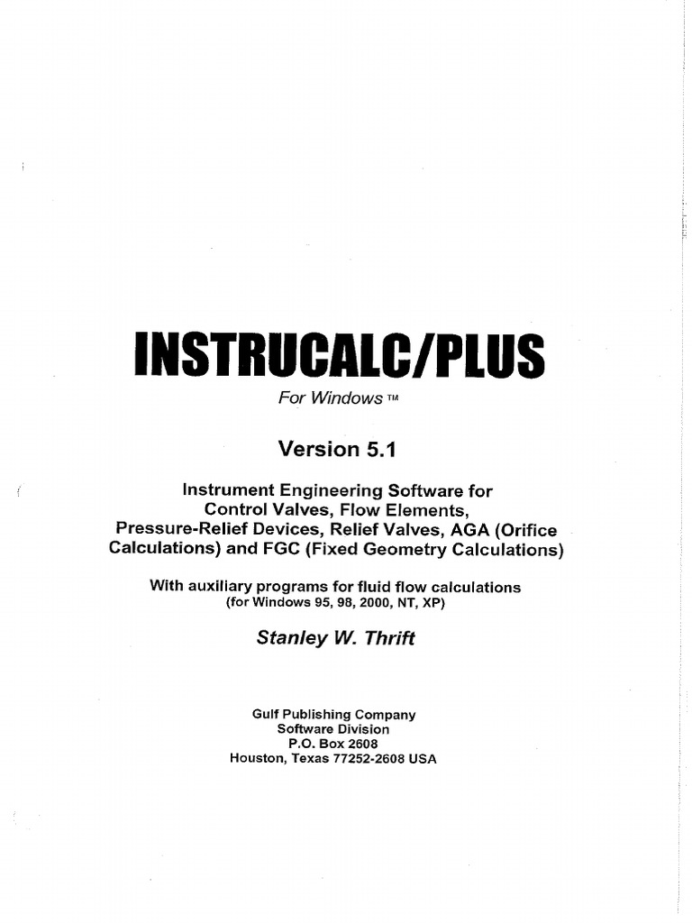 Instrucalc 5 1 User Manual | PDF | Valve | Microsoft Windows