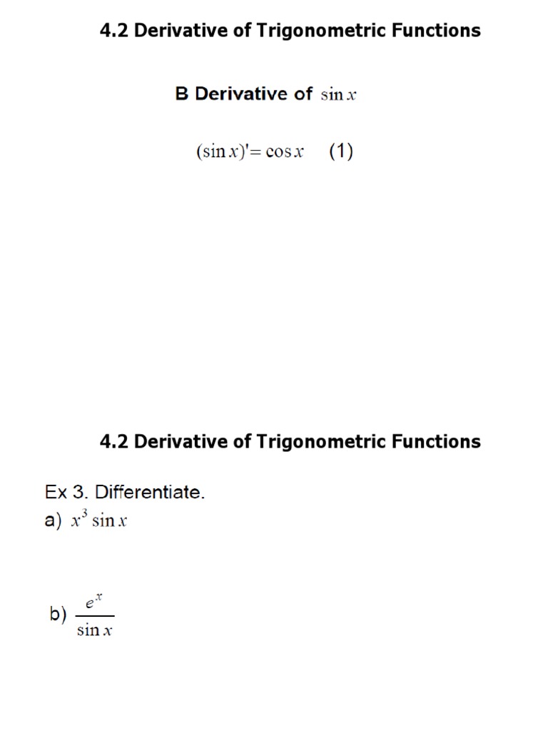 4.2 Derivative of Trigonometric Functions | PDF | Analysis | Geometry