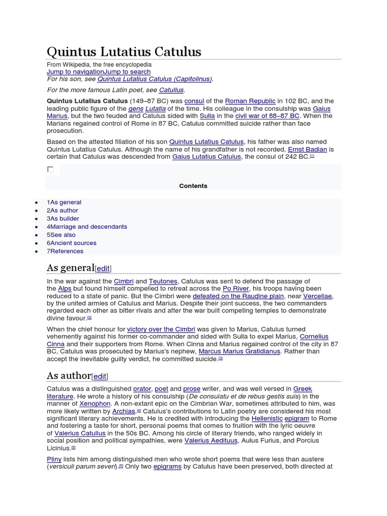 Quintus Lutatius Catulus | PDF | Ancient Romans | Ancient Rome