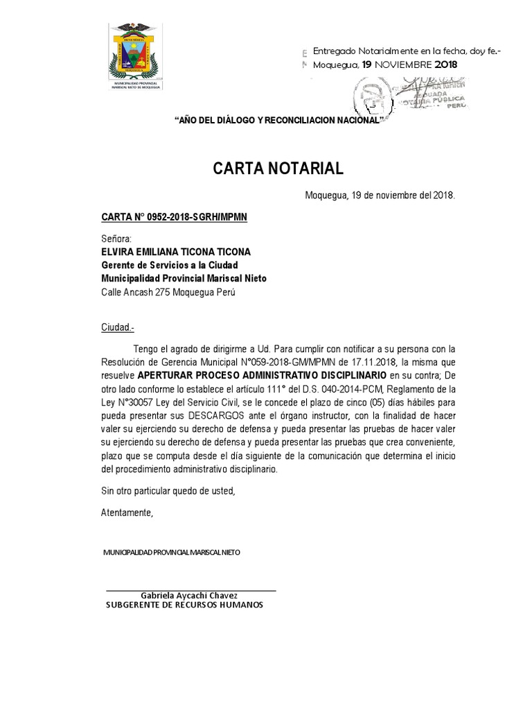 Carta Notarial Imprimir | PDF