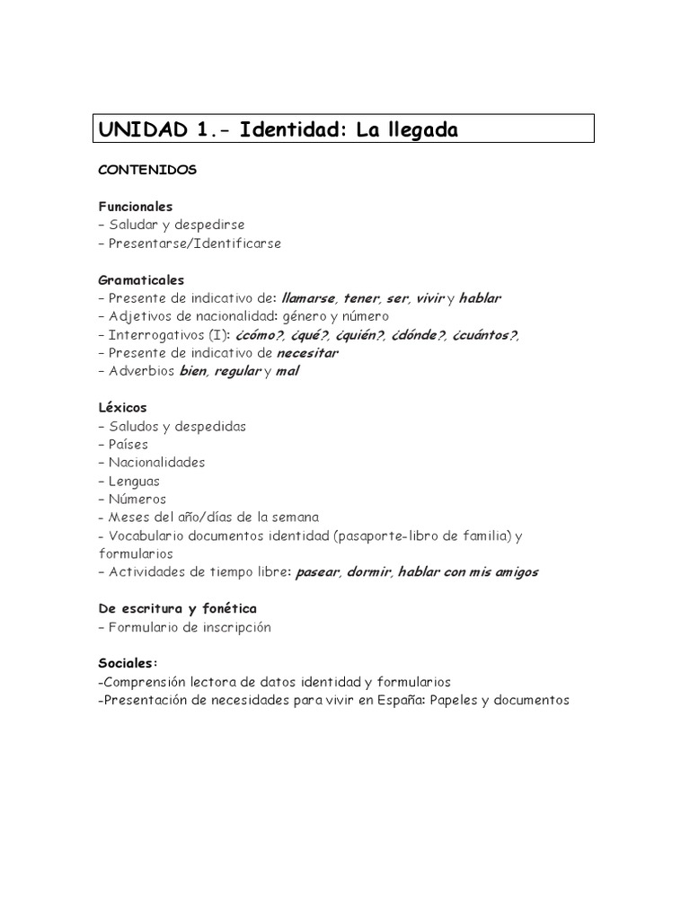 Presentación y Datos Personales en Español | PDF | Lengua española ...