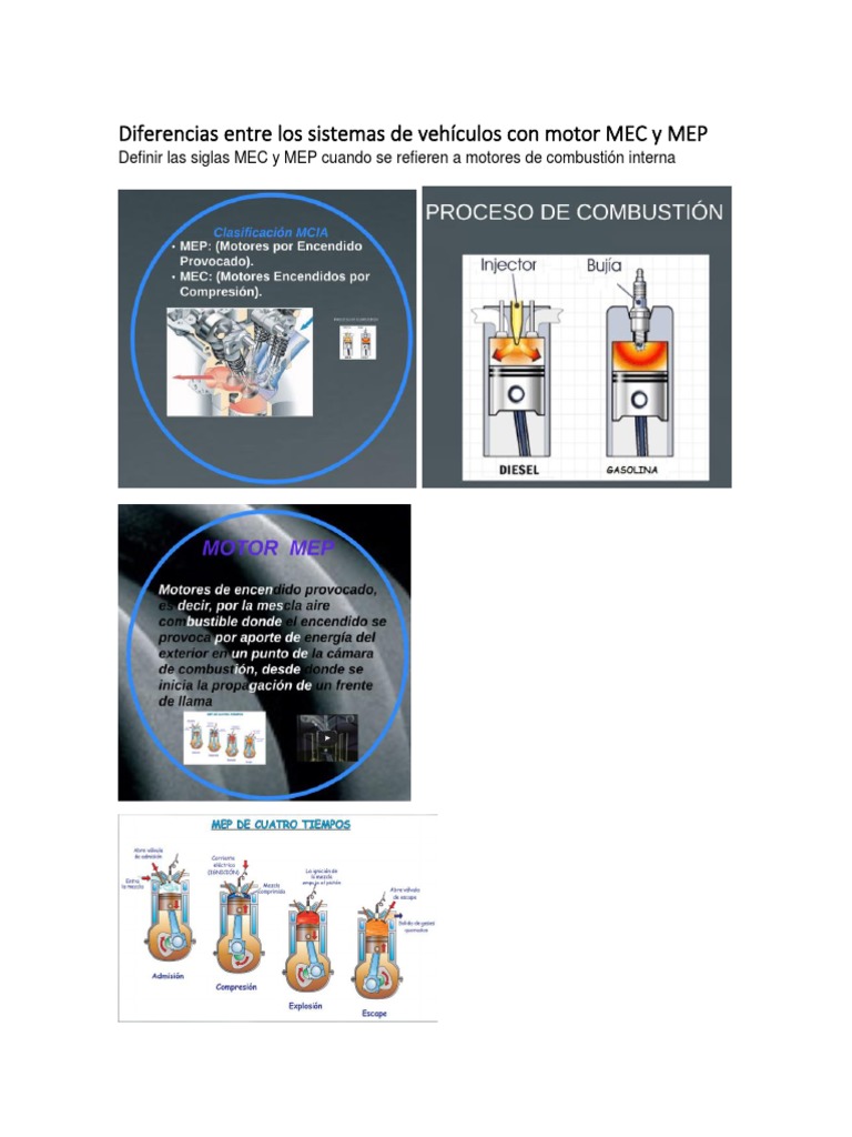 Diferencias Entre Los Sistemas de Vehículos Con Motor MEC y MEP | PDF