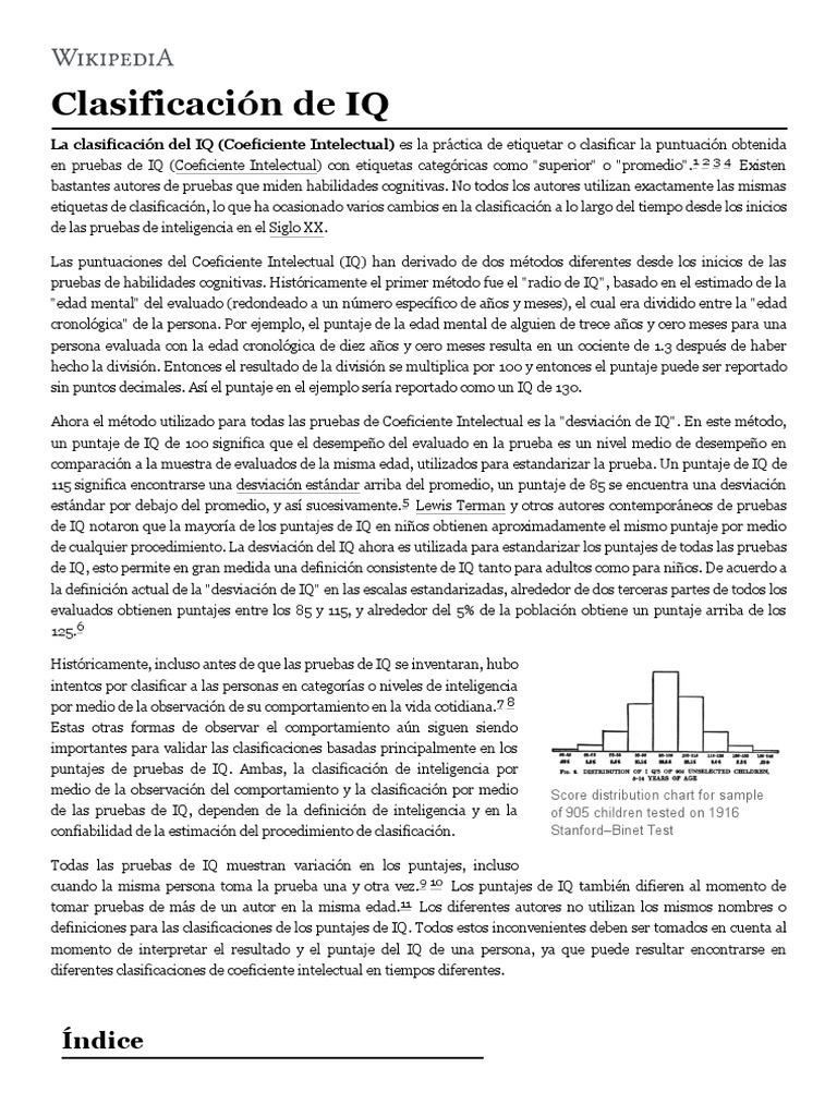 Clasificación de IQ - Wikipedia, La Enciclopedia Libre | Cociente de ...