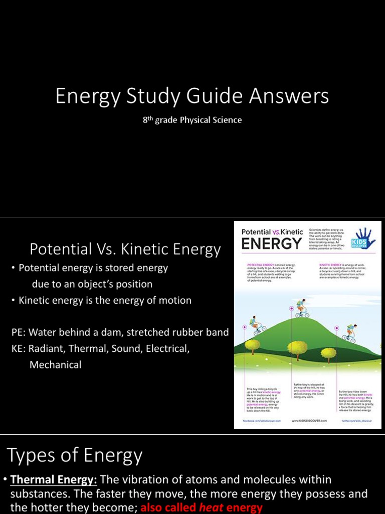 8th Grade Energy Study Guide Answers | PDF