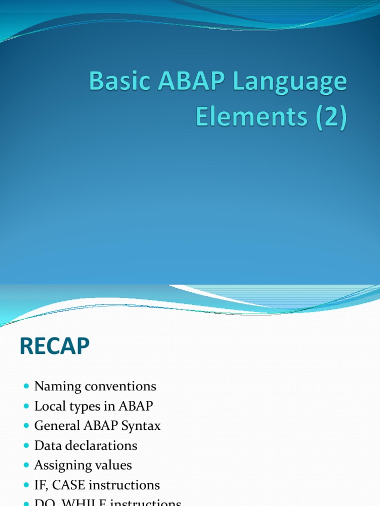 4-5. Basic ABAP Language Elements | PDF | Database Index | String (Computer Science)