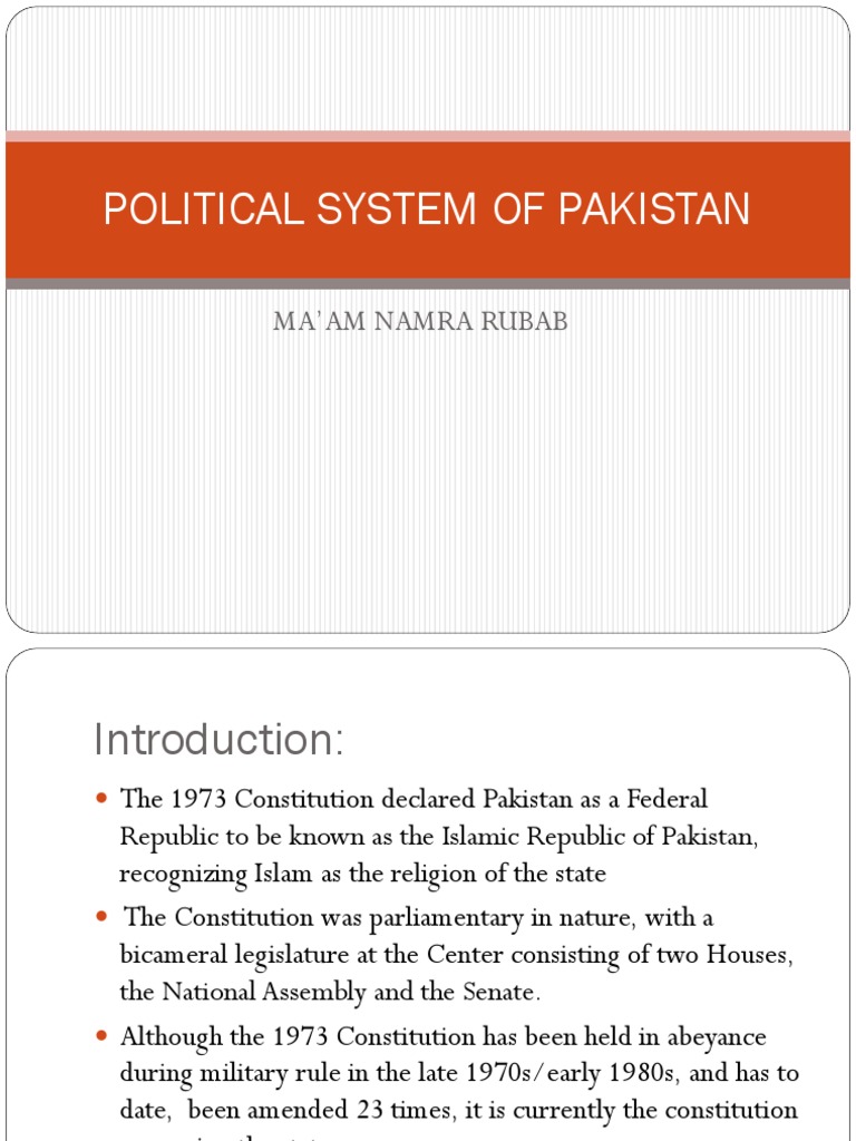 Overview of Pakistan's Political System | PDF | Member Of Parliament ...