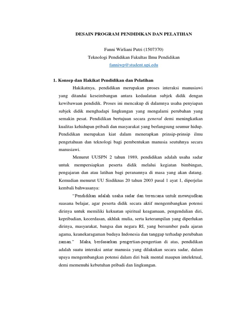 Desain Program Pendidikan Dan Pelatihan | PDF