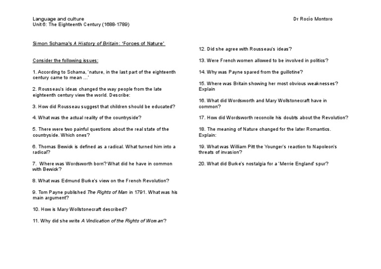 Unit 6 The Eighteenth Century 1688-1789 Documentary | PDF