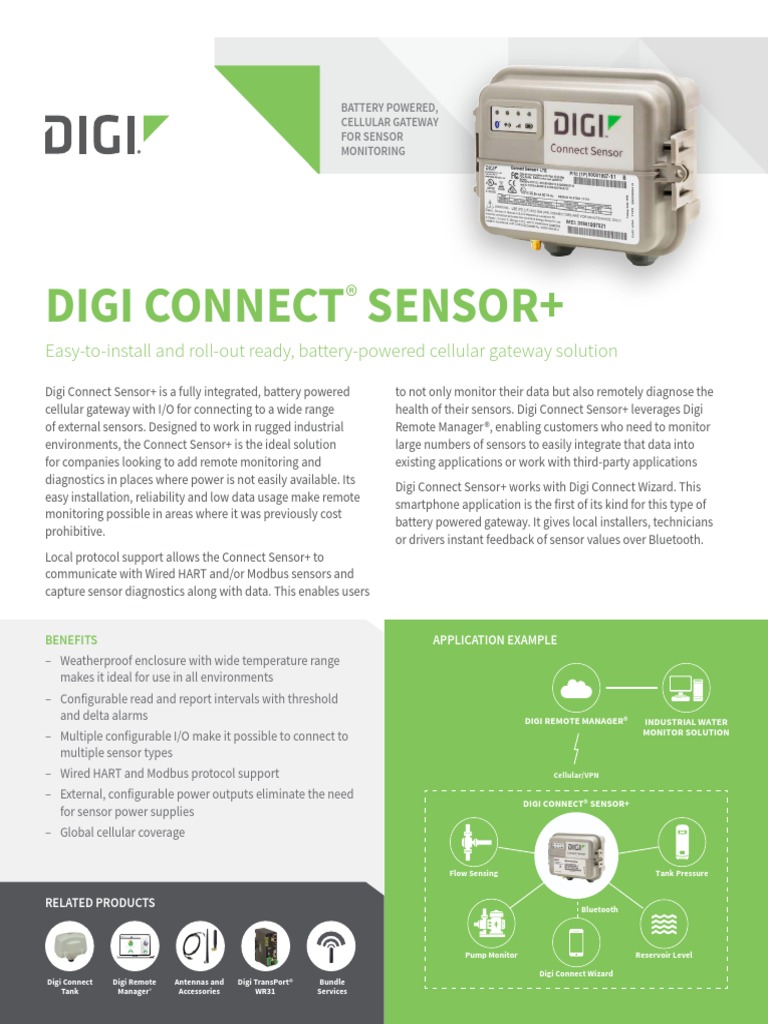Ds Digi Connect Sensor Plus | PDF | Gateway (Telecommunications) | Sensor