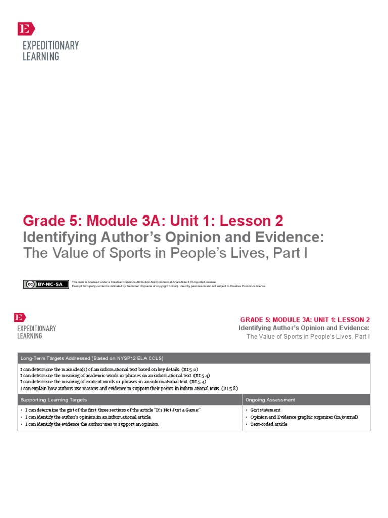 Nti Handout 1 Excerpts Grade 5 Module 3a | PDF | Vocabulary | Common ...