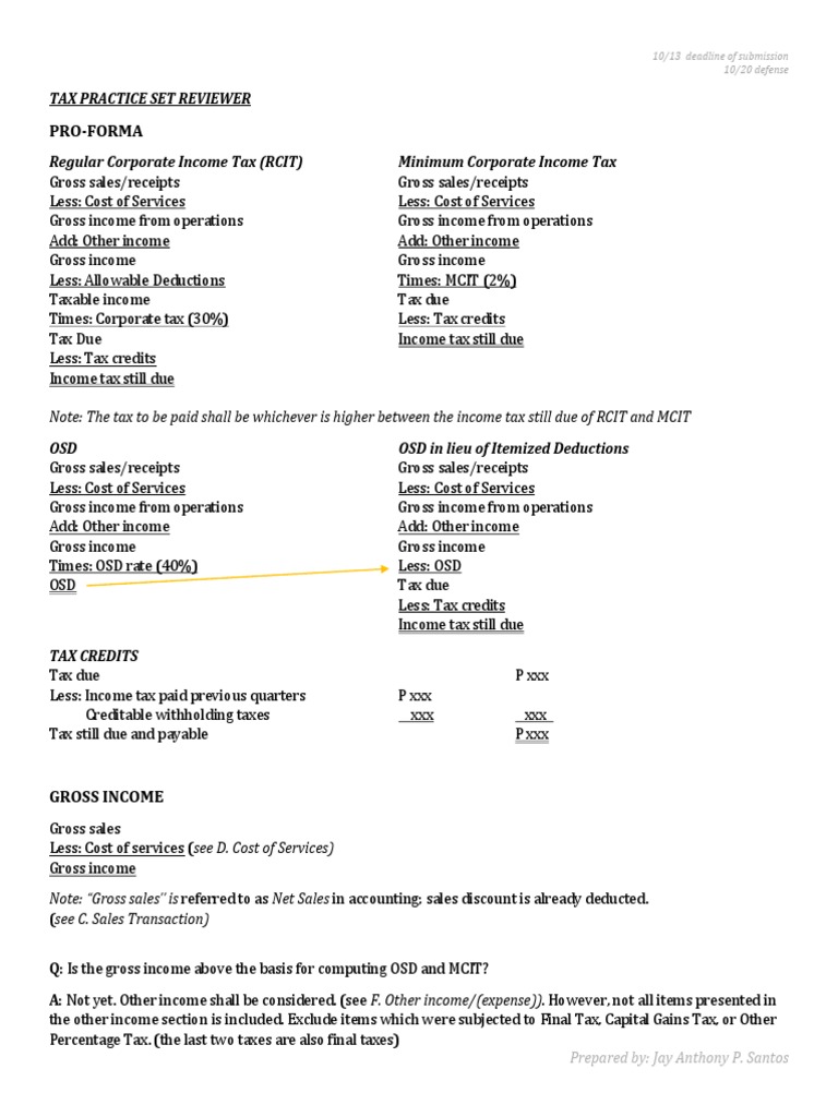 Tax Practice Set Reviewer | PDF | Tax Deduction | Income Tax