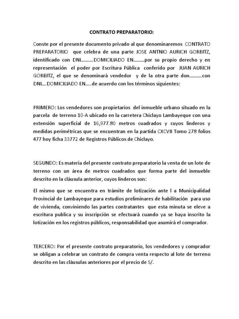 Contrato Preparatorio | PDF | Virtud | Derecho privado