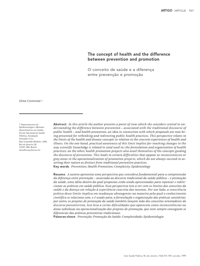 Health: Prevention vs. Promotion | PDF | Reality | Science