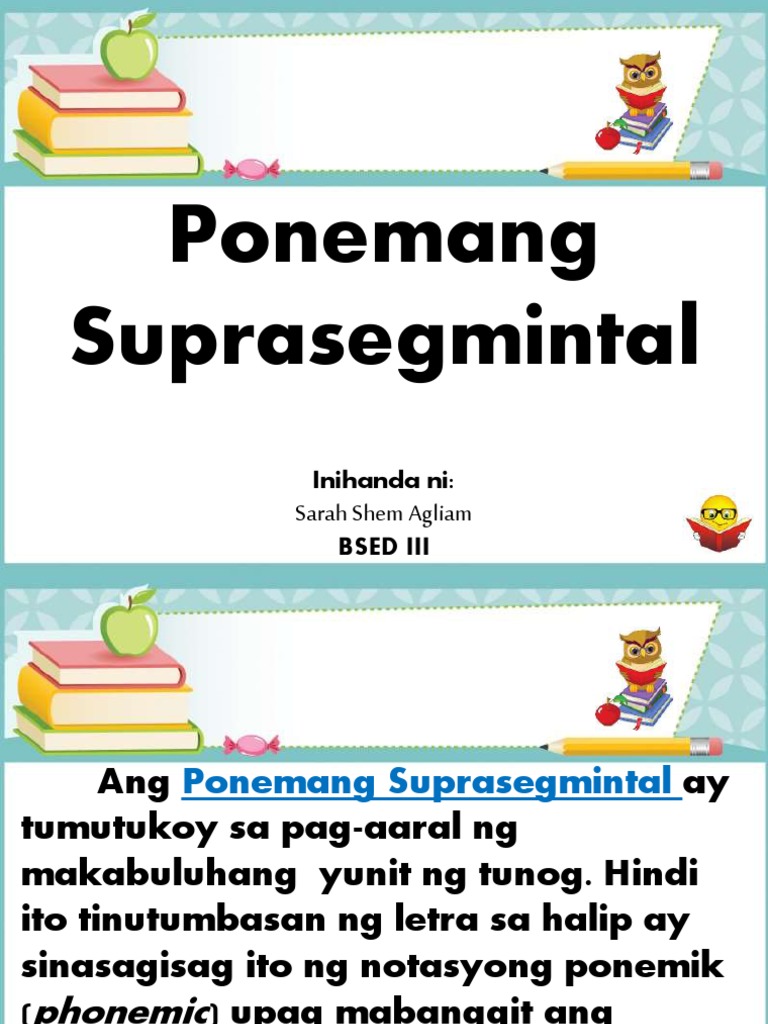 Ponemang Suprasegmintal: Sarah Shem Agliam | PDF