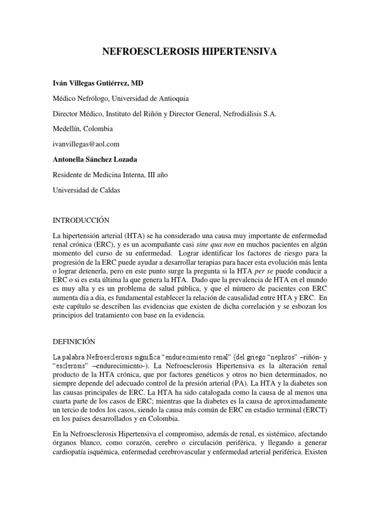 Nefroesclerosis Hipertensiva y HTA | PDF | Hipertensión | Nefrología