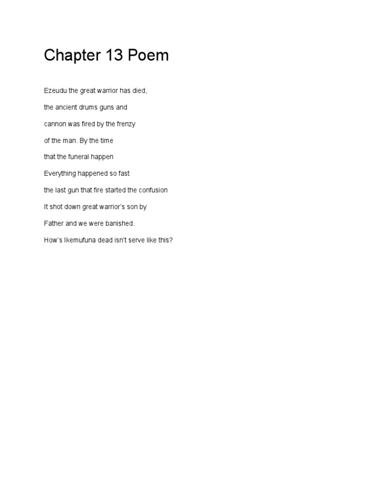 Chapter 13 Poem | PDF