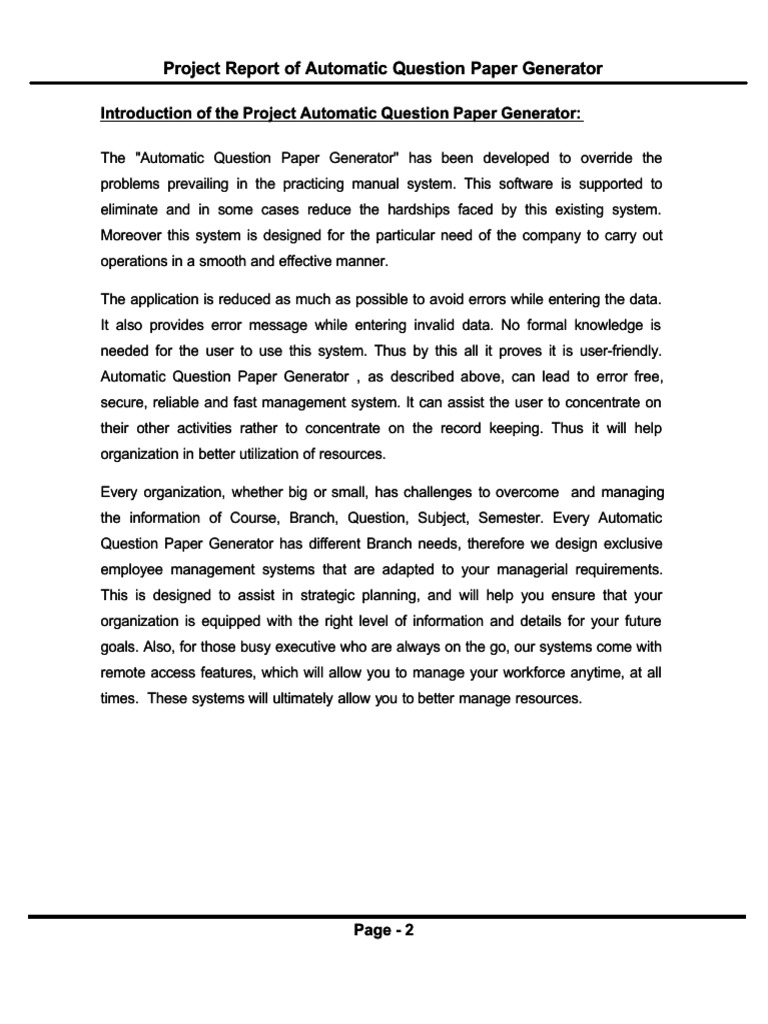 Automatic Question Paper Generator PDF | PDF