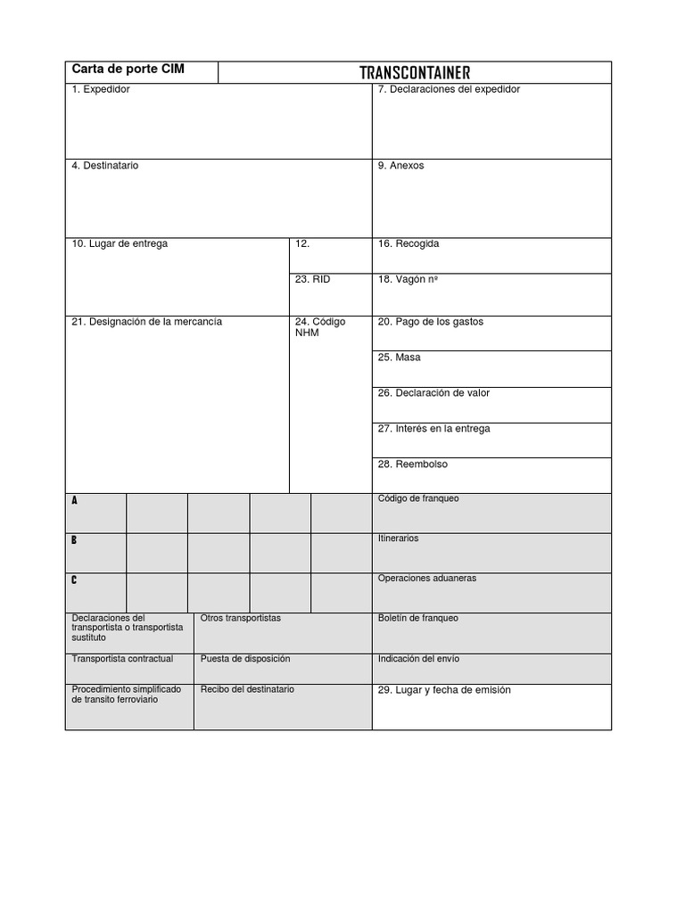 Modelo de Carta de Porte Cim | PDF
