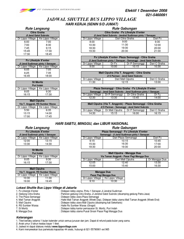 Lippo Karawaci External Bus Schedule | PDF