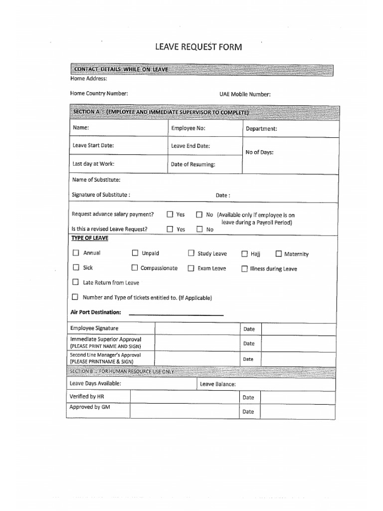 Leave Request Form Sample | PDF