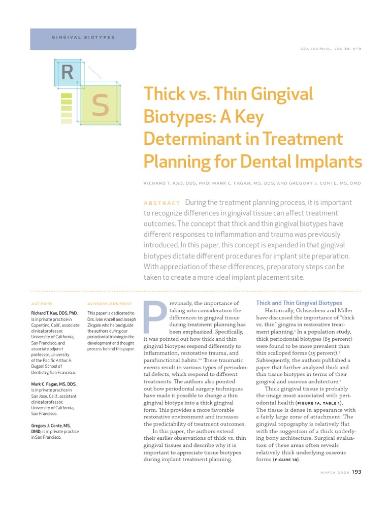 Thick vs. Thin Gingival Biotypes: A Key Determinant in Treatment Planning For Dental Implants ...