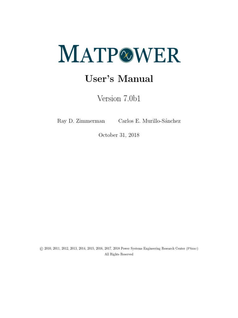 Matpower Manual | Download Free PDF | Matlab | Copyright