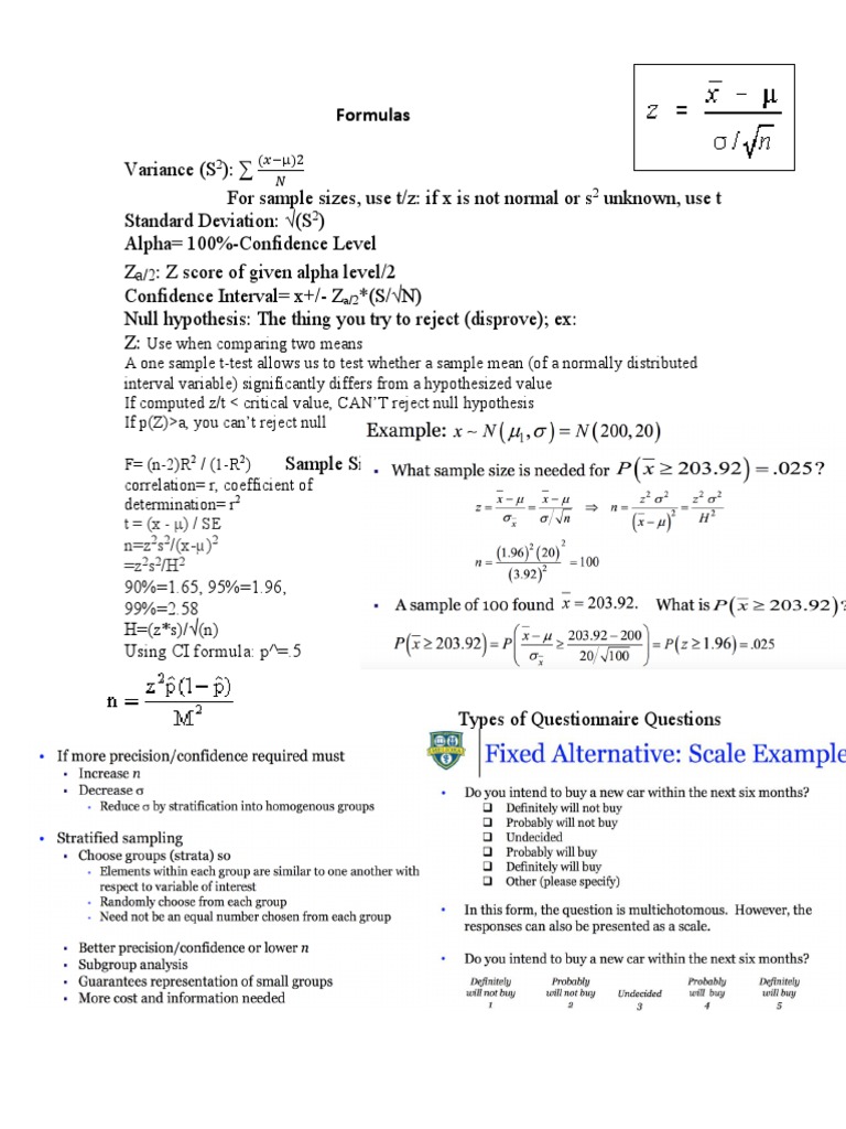 Formulas for statistical tests and sample sizes | PDF