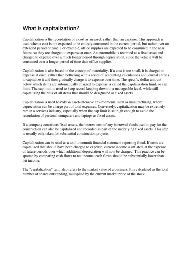 What Is Capitalization? | PDF | Financial Economics | Market (Economics)