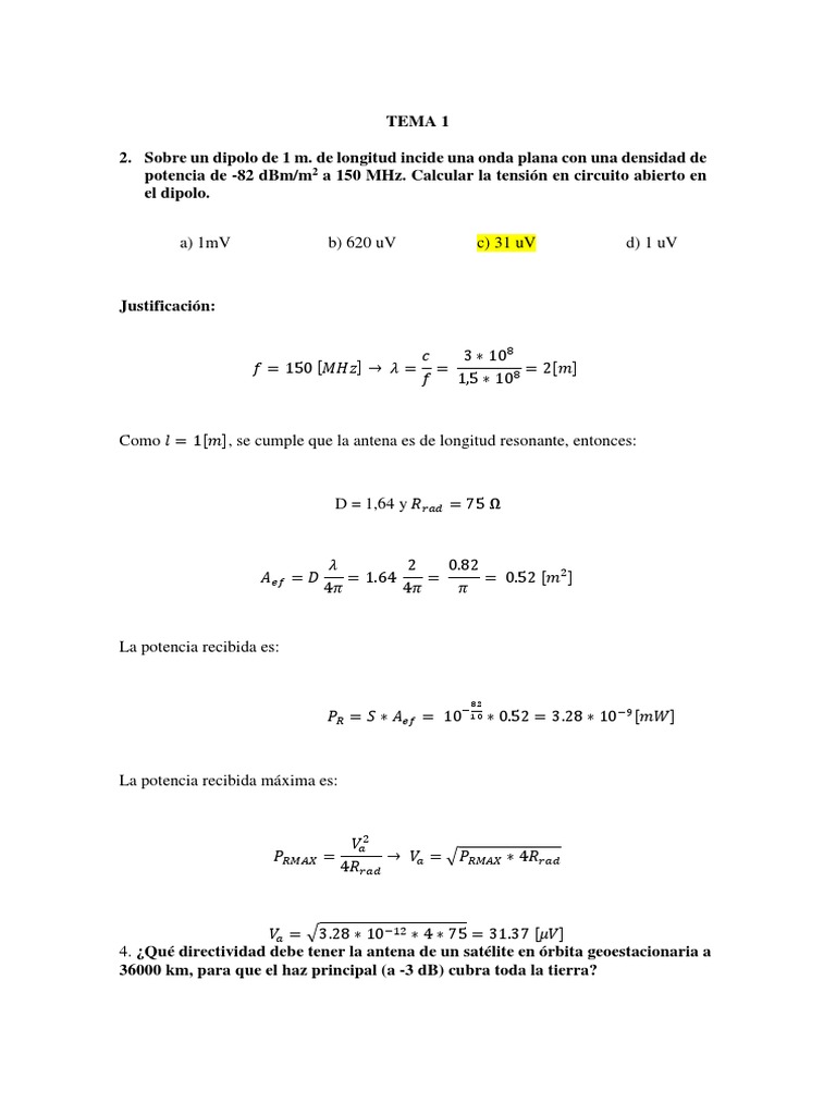 Cálculos de Antenas y Polarización Electromagnética | PDF | Antena (Radio) | Polarización (ondas)