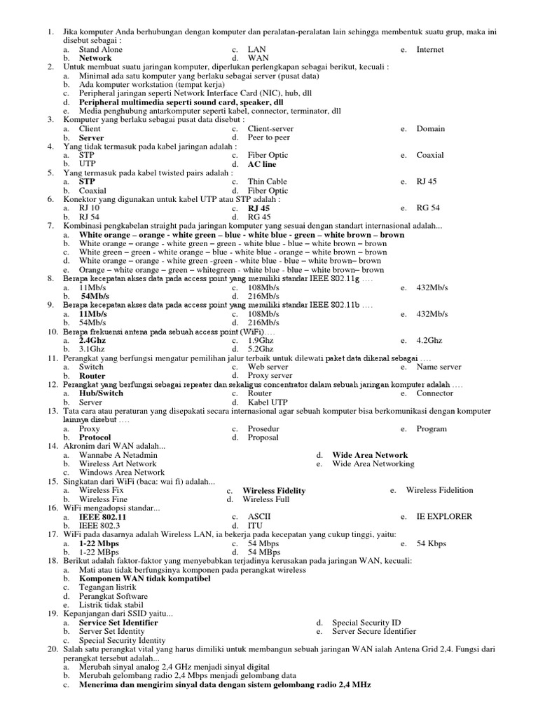 Soal Latihan Tek Wan | PDF