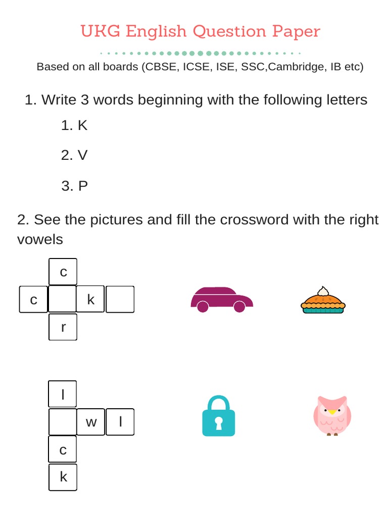 UKG Eng Question Papers | PDF | Languages | Language Arts & Discipline