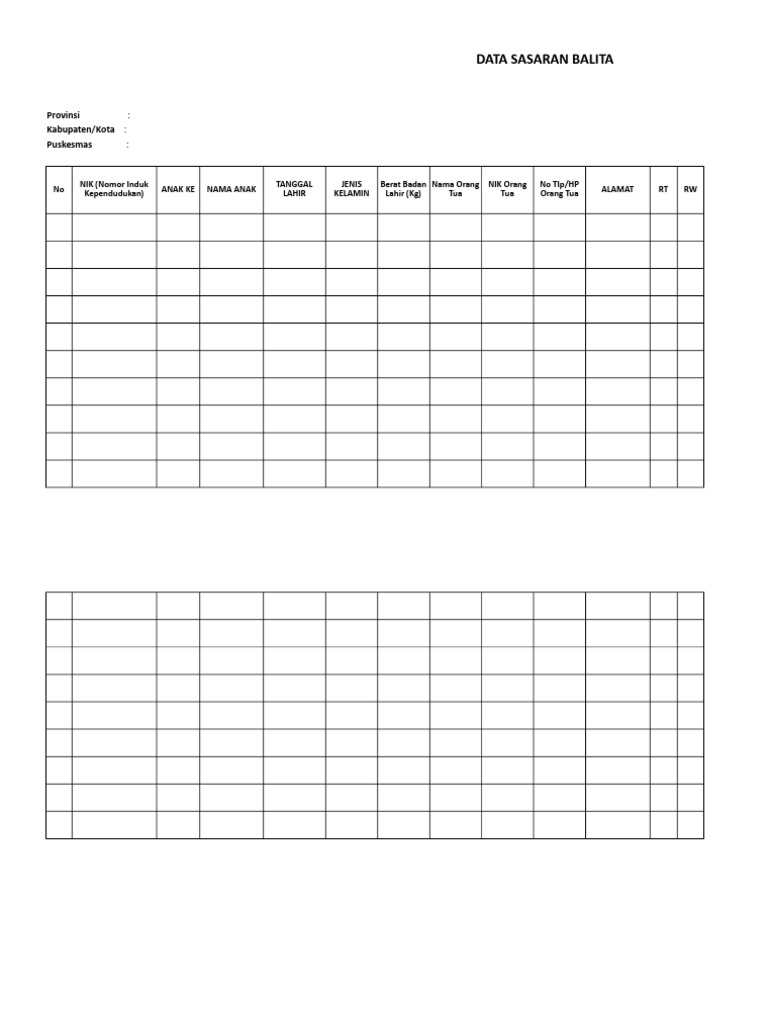Format Data Sasaran E-Ppgbm | PDF