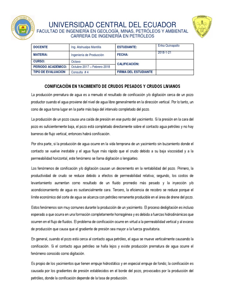 Conificación | PDF | Petróleo | Agua