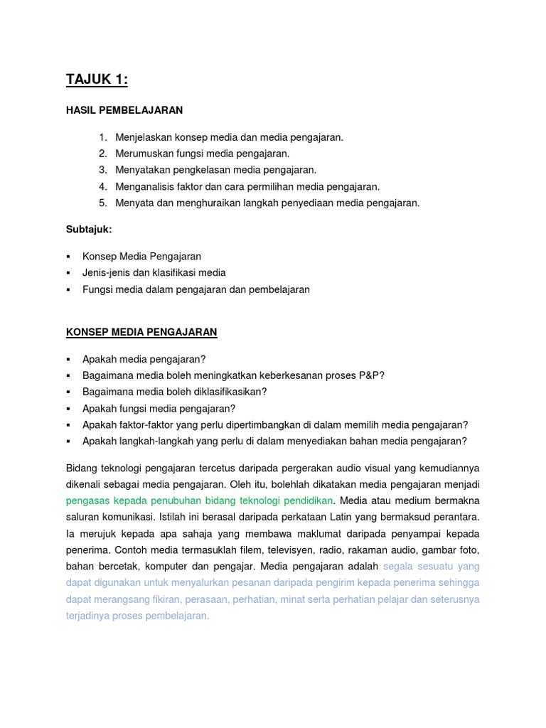 Nota TPP Tajuk 1 | PDF