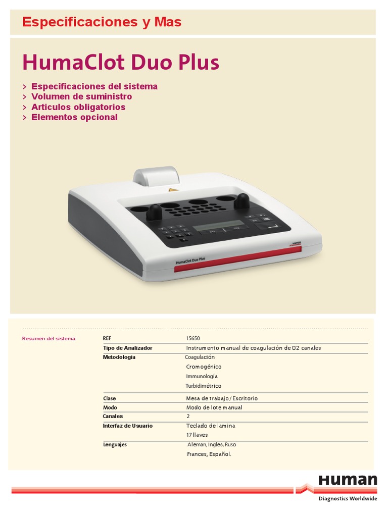 Coagulometro Humaclot Duo Plus | PDF | USB | Ingeniería Informática