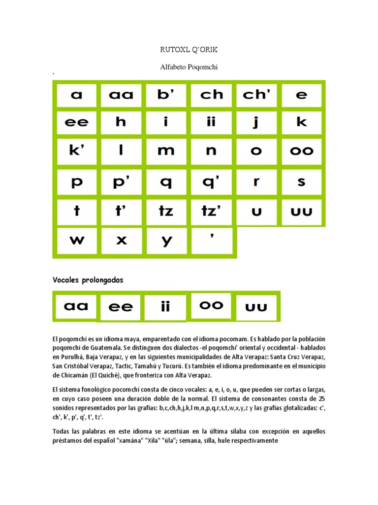 Alfabeto Poqomchi 1 | PDF