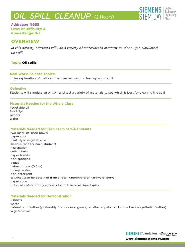 Activity - Oil Spill Cleanup | PDF | Oil Spill | Petroleum