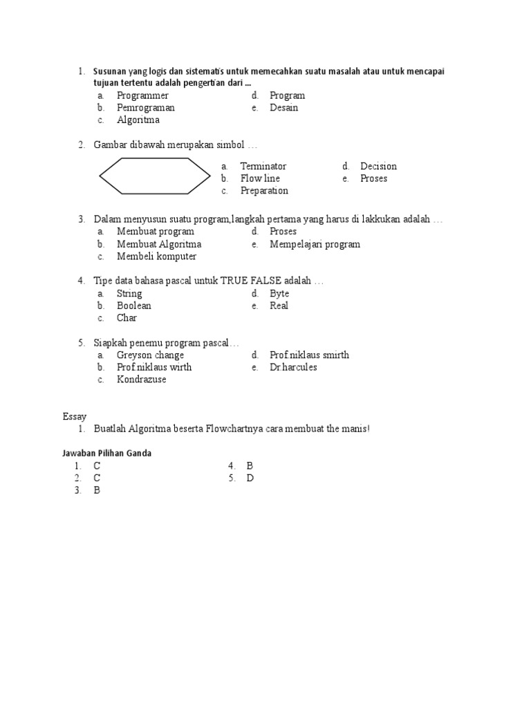 Kuis Pemrograman: Algoritma & Pascal | PDF