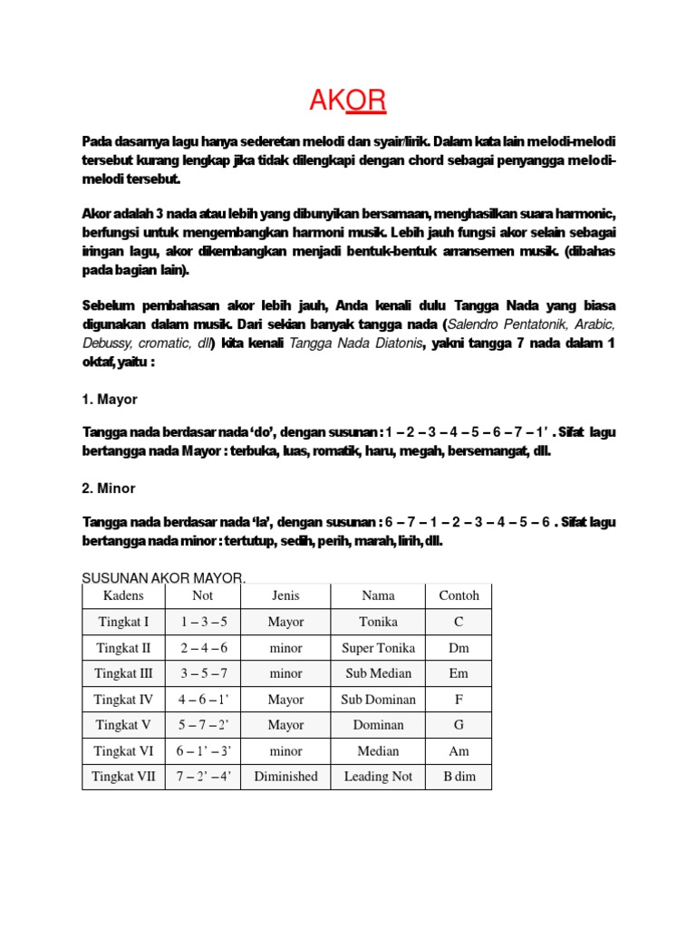 Pengertian dan Susunan Akor Musik | PDF