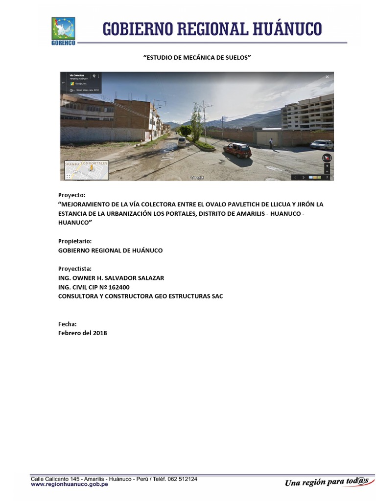 Mejoramiento Vía Colectora Huánuco | PDF | Temblores | Fundación ...